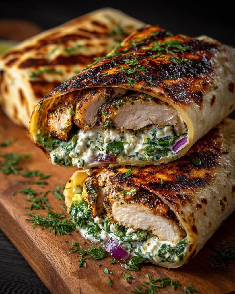 Mediterranean Greek Chicken Wraps With Tahini Sauce