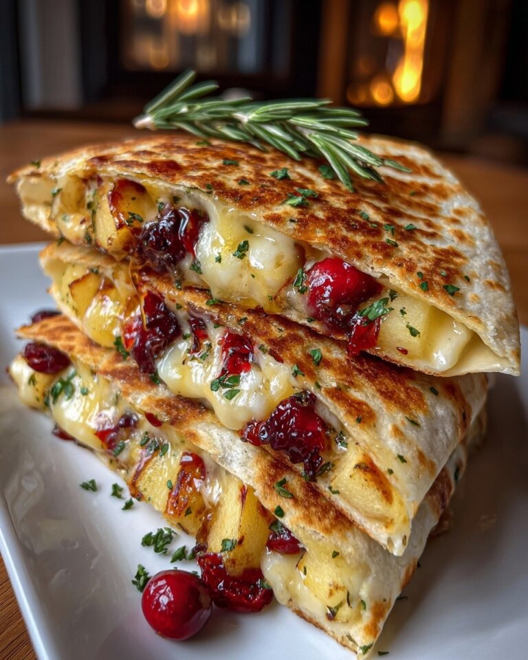 Mediterranean Apple Cranberry Brie Quesadillas With Hot Honey